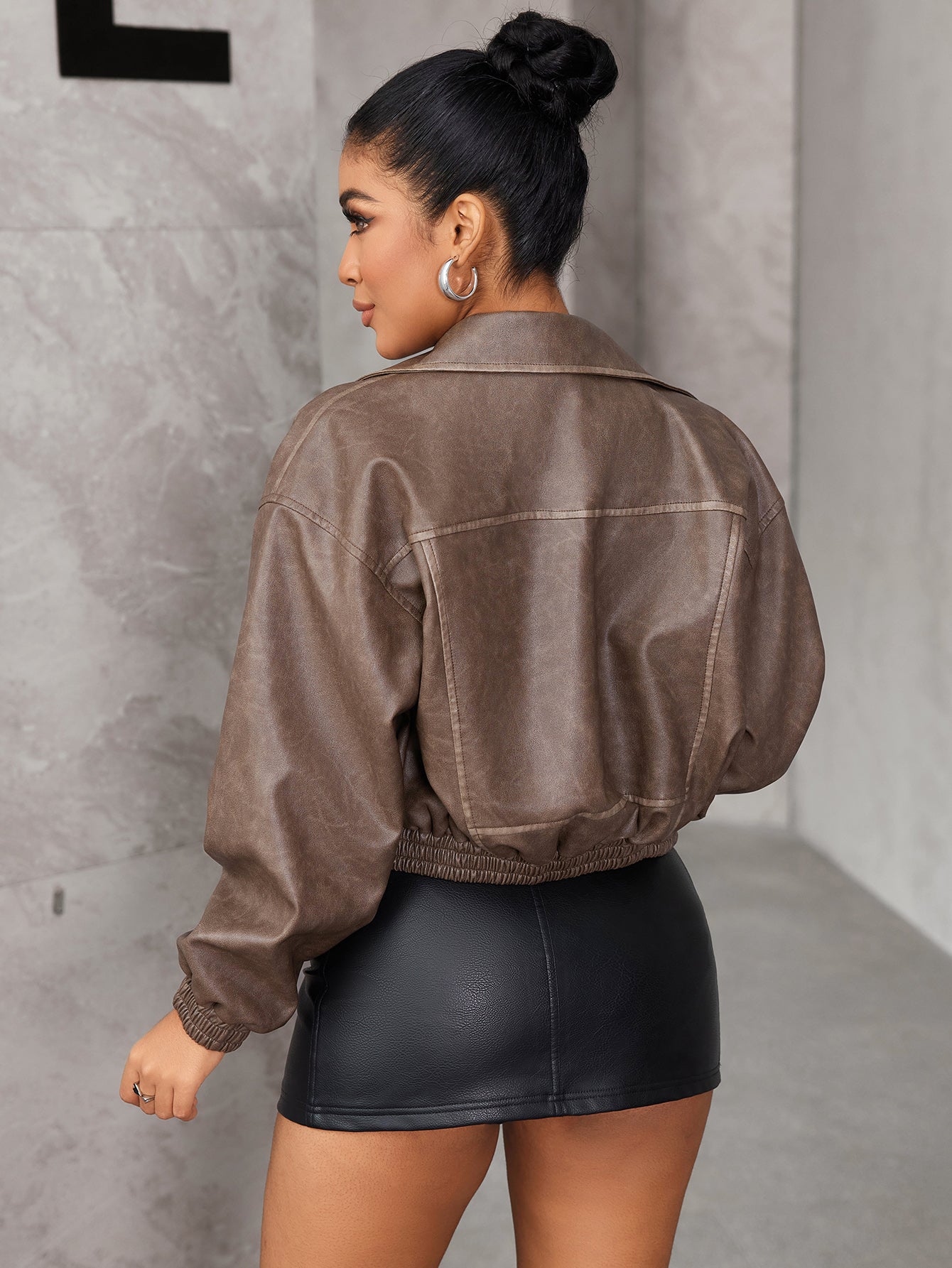 WOLFFMODE Vintage Leather Motorcycle Jacket with Distressed Look ...