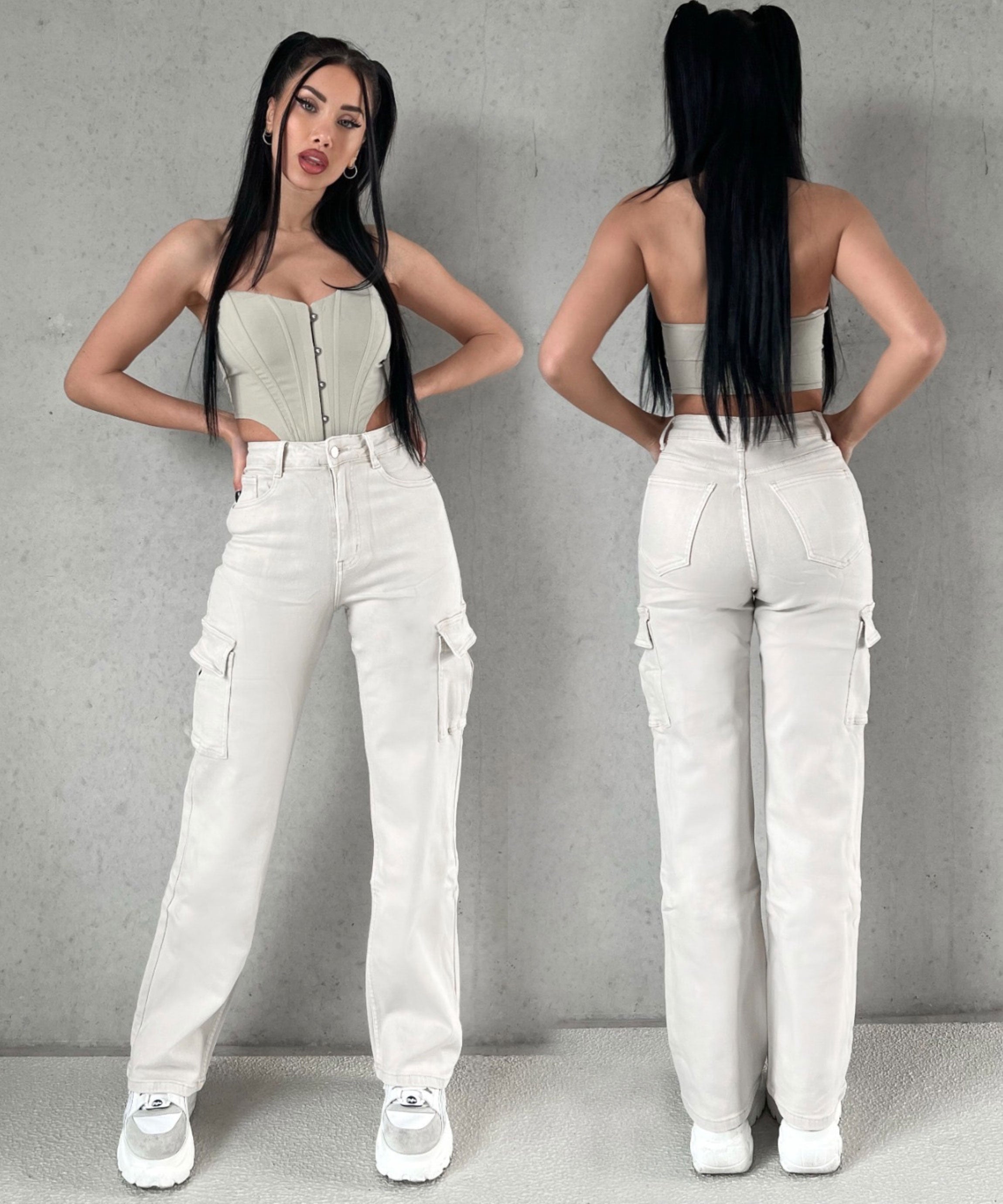 Cream-colored cargo pants – WolffMode